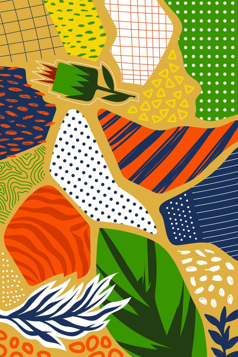 Hand Drawn Collage Design#fresh Color - Etsy