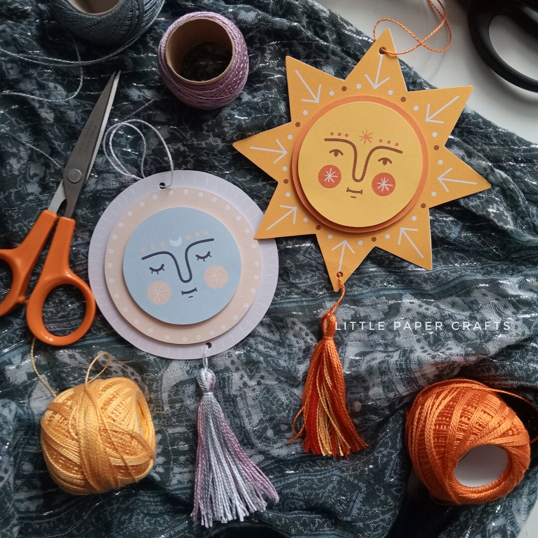 Sun and Moon - DIY Paper Ornaments - Printable Files With Tutorial - Etsy