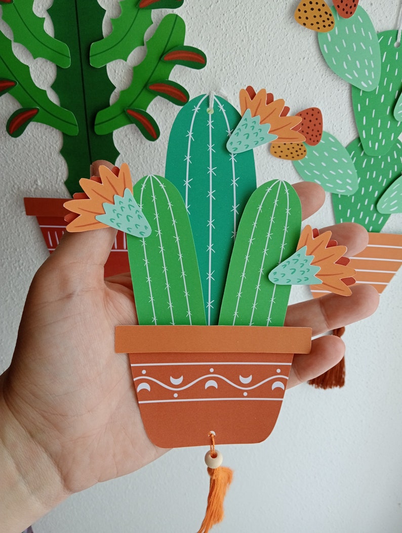 DIY PRINTABLE - Three Little Cacti - Paper Craft, Paper Cactus, Wall ...