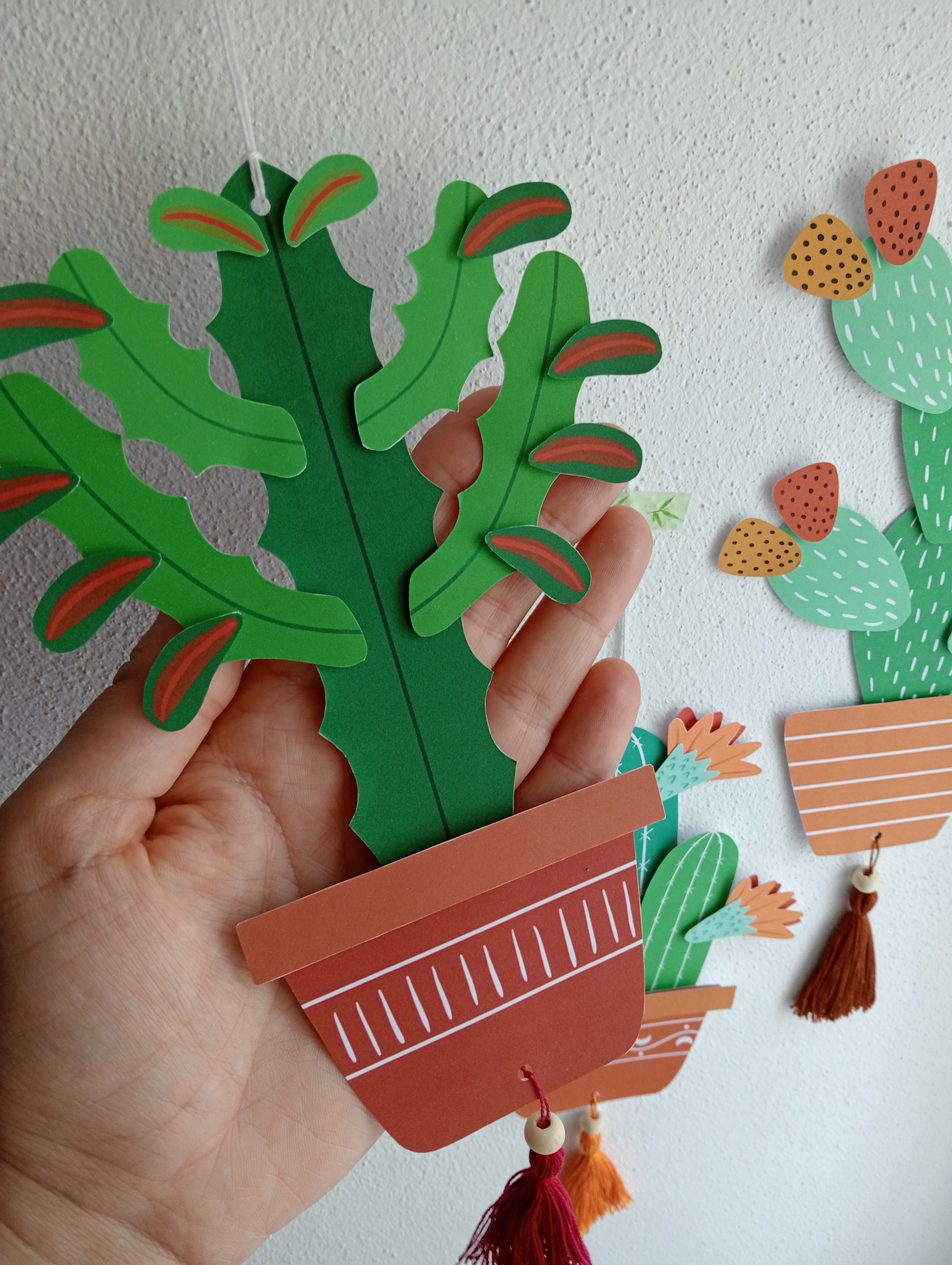 Three Little Cacti DIY Printable Paper Craft, Paper Cactus, Wall Decor ...