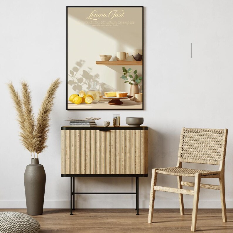 Lemon Tart Kitchen Wall Art – British Pudding Recipe Print, Modern ...