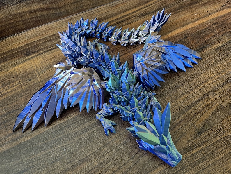 Articulated | Flexible | Crystal Dragon With Wings | Cinderwing | PLA+ ...