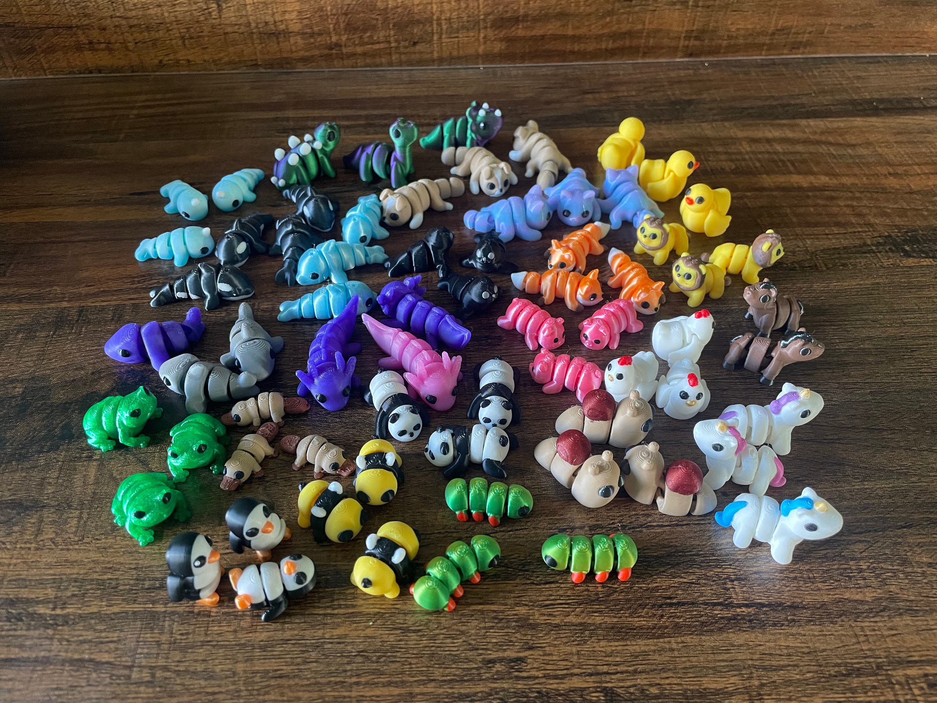 3D Printed Mystery Mini Figurines: Articulated PLA+ Plastic Animal Pack ...