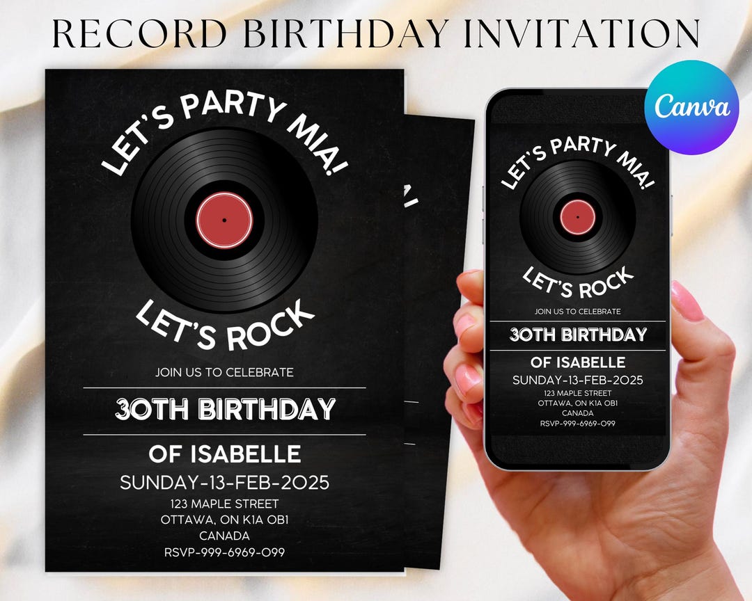 Vinyl Record Birthday Party Invitation, Editable Oldie but Goodie Party ...