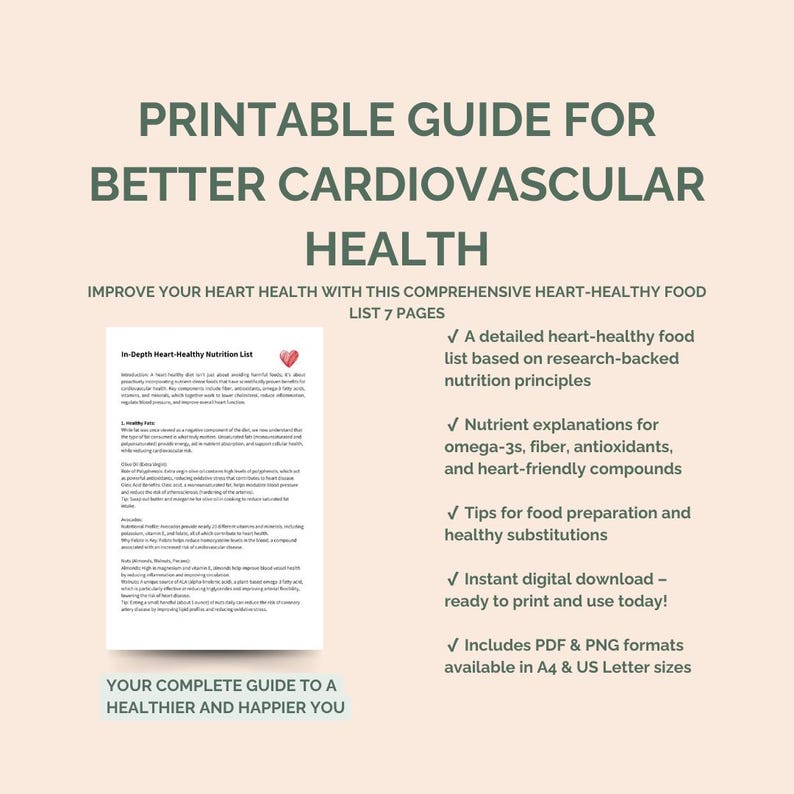 Heart-healthy Food List | Printable Guide for Better Cardiovascular ...