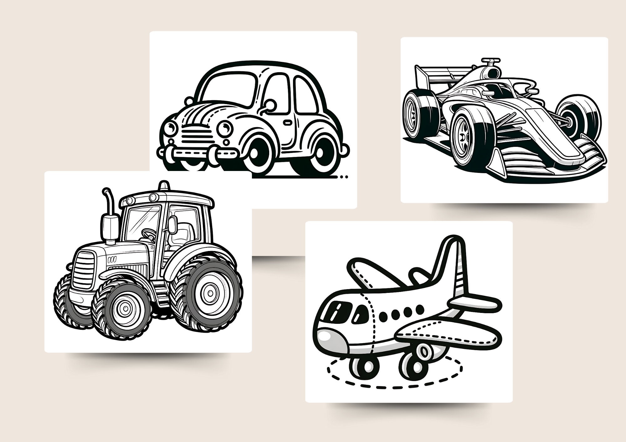 Coloring Pages for Kids, Cars, Airplane, Transport. Unlimited A4 PDF ...