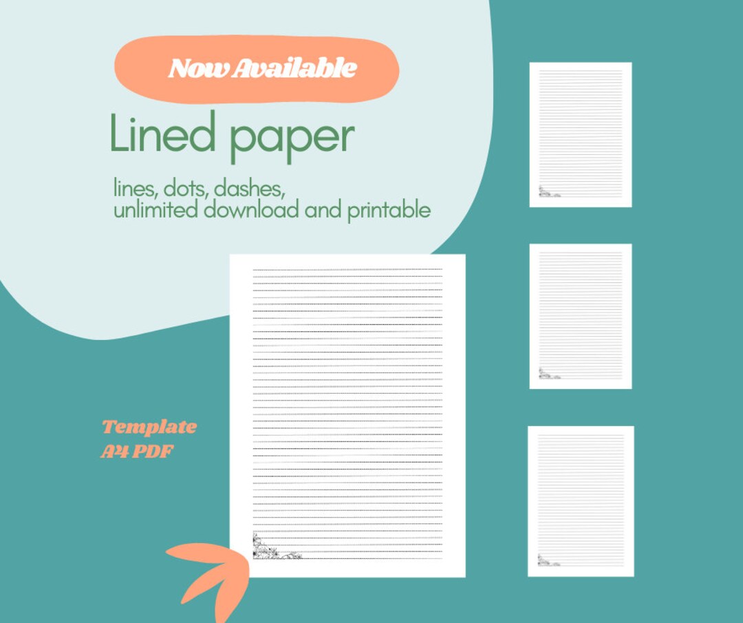 Lined Paper, A4 PDF Landscape, Lines, Dots, Dashes, Unlimited ...