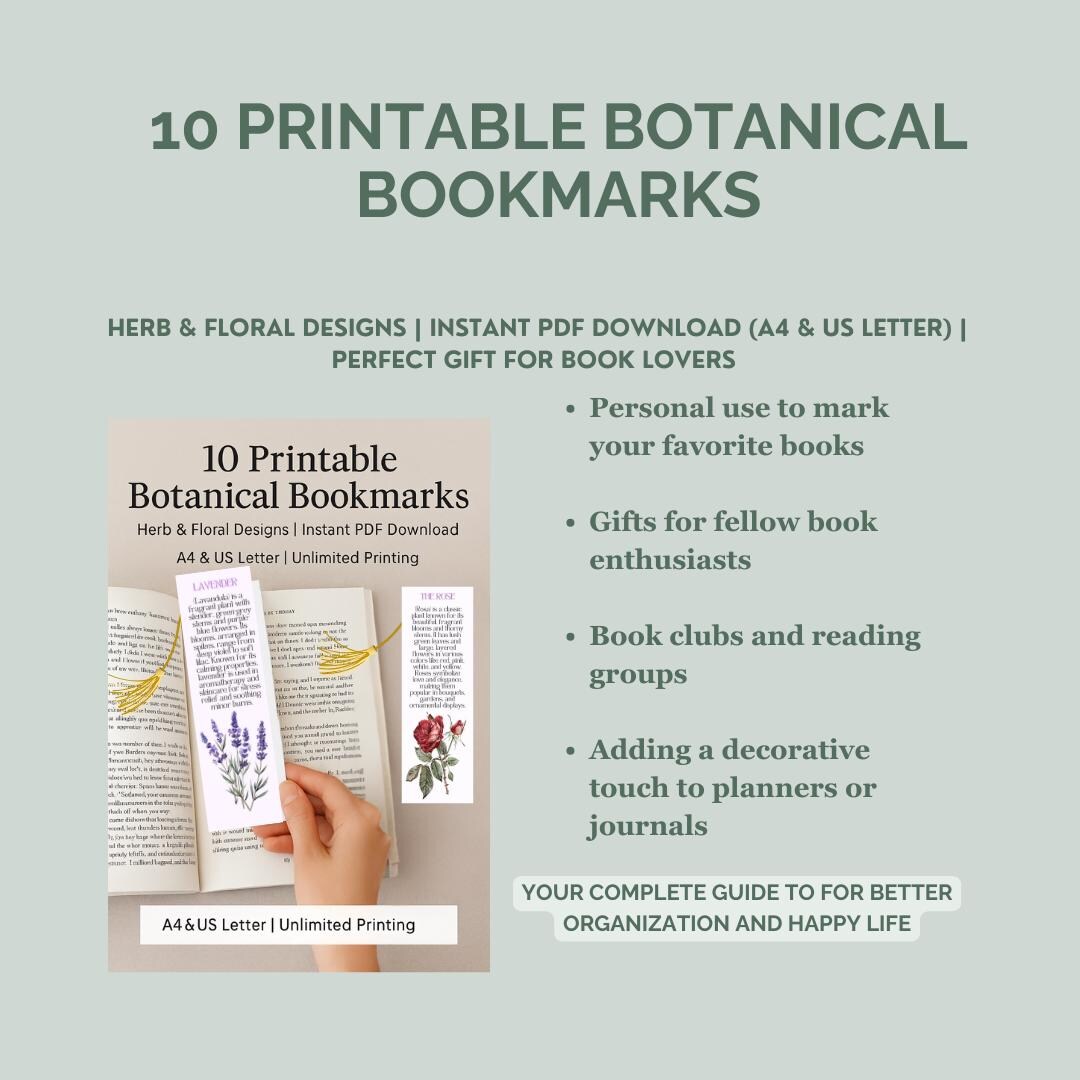 Botanical Bookmarks: Herb & Floral Designs (instant PDF Download) - Etsy