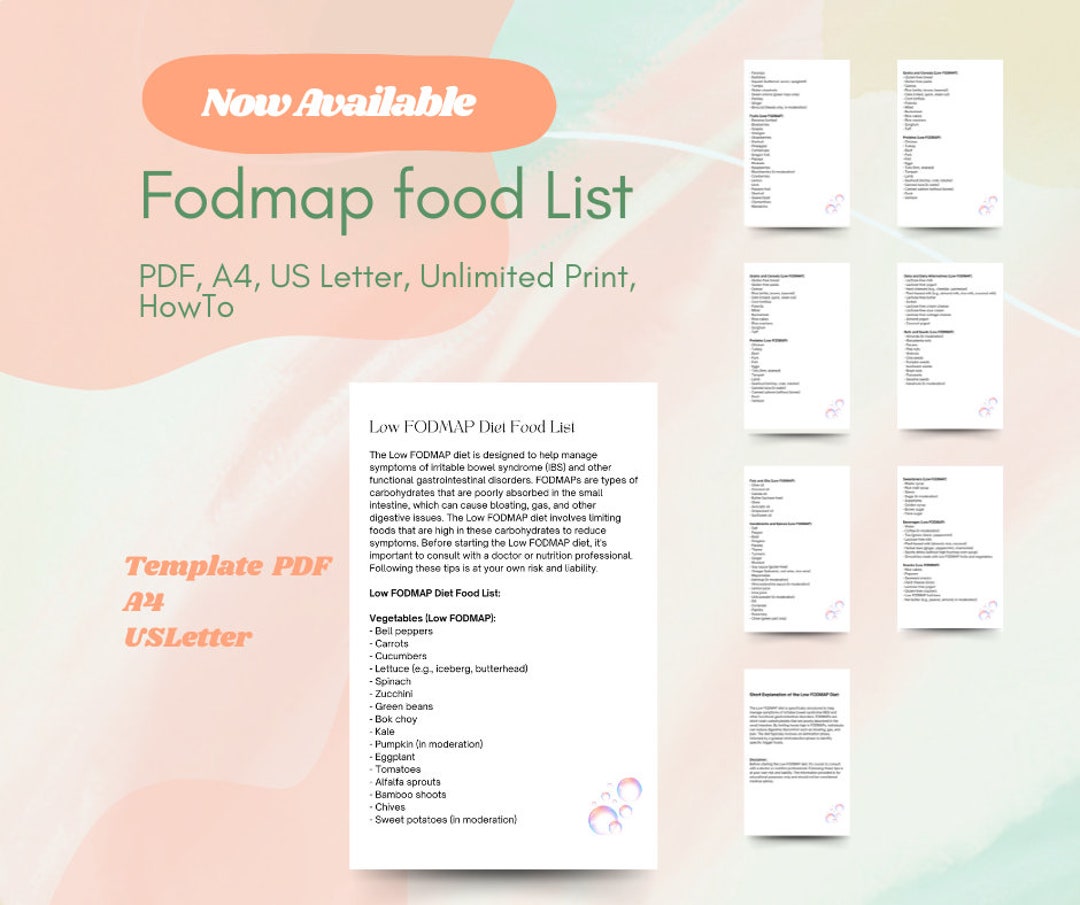 Comprehensive Fodmap Food List. PDF, A4, US Letter, Unlimited Print ...