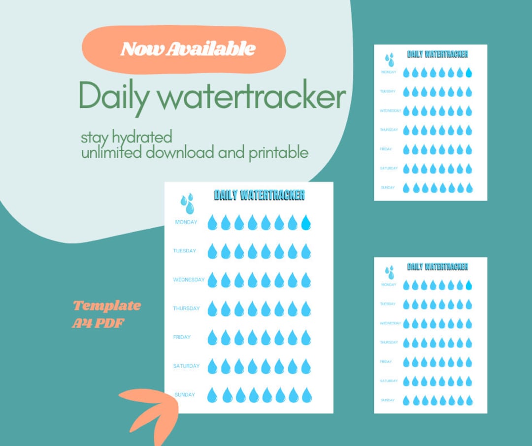 Hydration Tracker Printable. Daily Water Intake Tracker, Weekly Water ...
