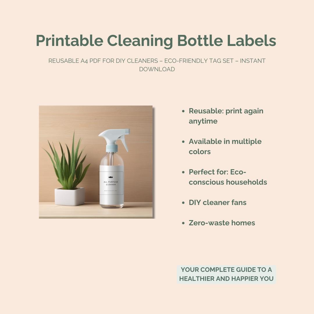 Printable Cleaning Bottle Labels – Reusable A4 PDF for DIY Cleaners ...
