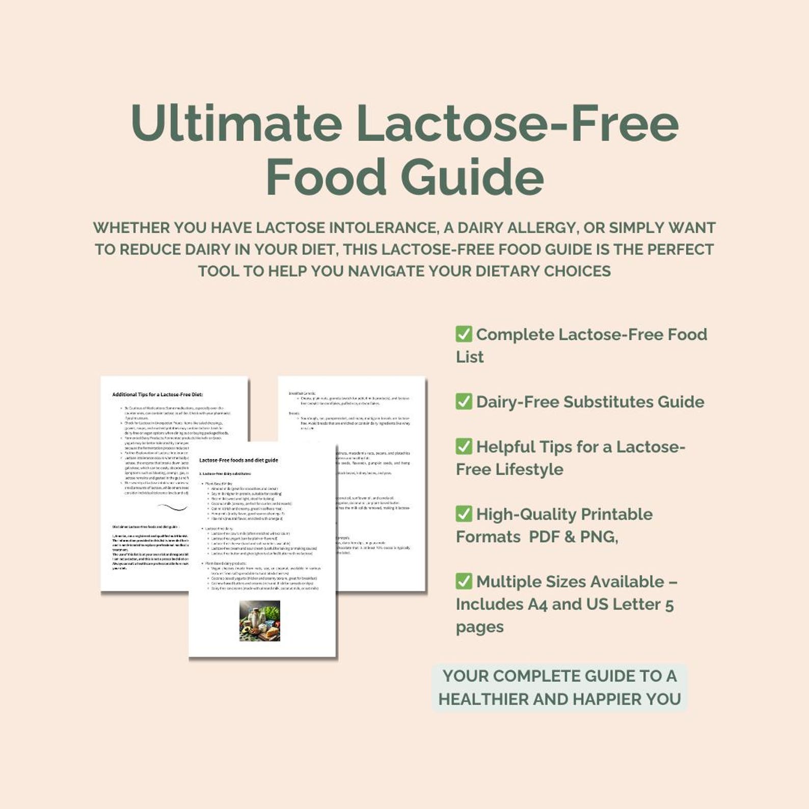 Lactose-free Food List (PDF/PNG) – Printable Nutrition Guide for a ...