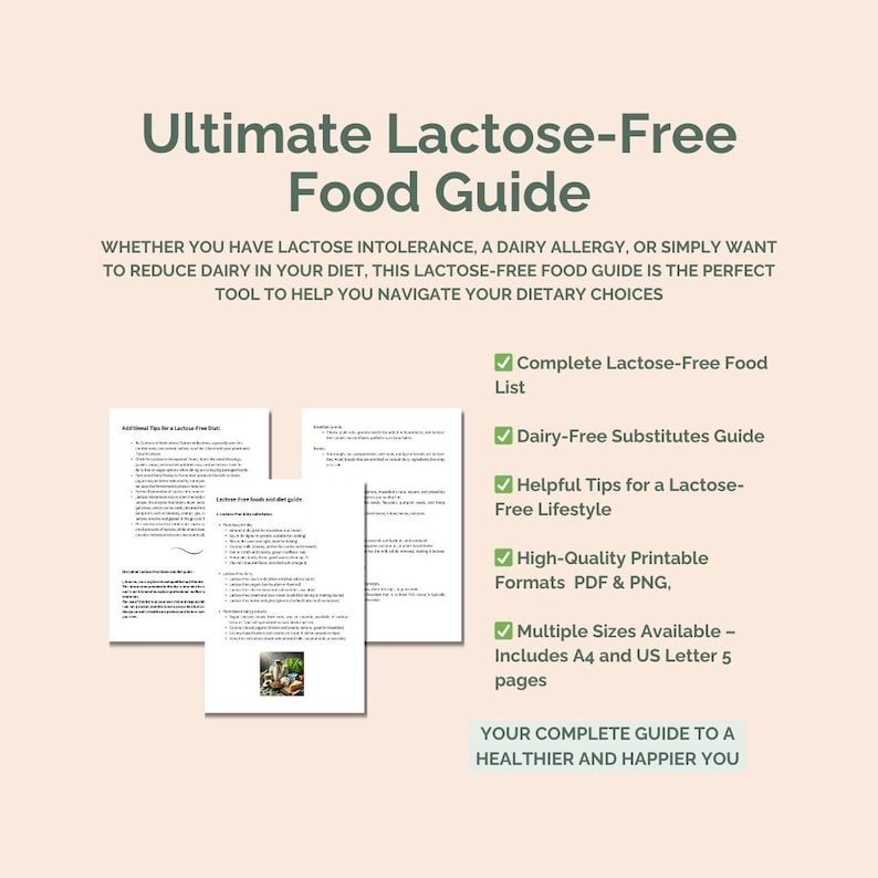 Lactose-free Food List (PDF/PNG) – Printable Nutrition Guide for a ...