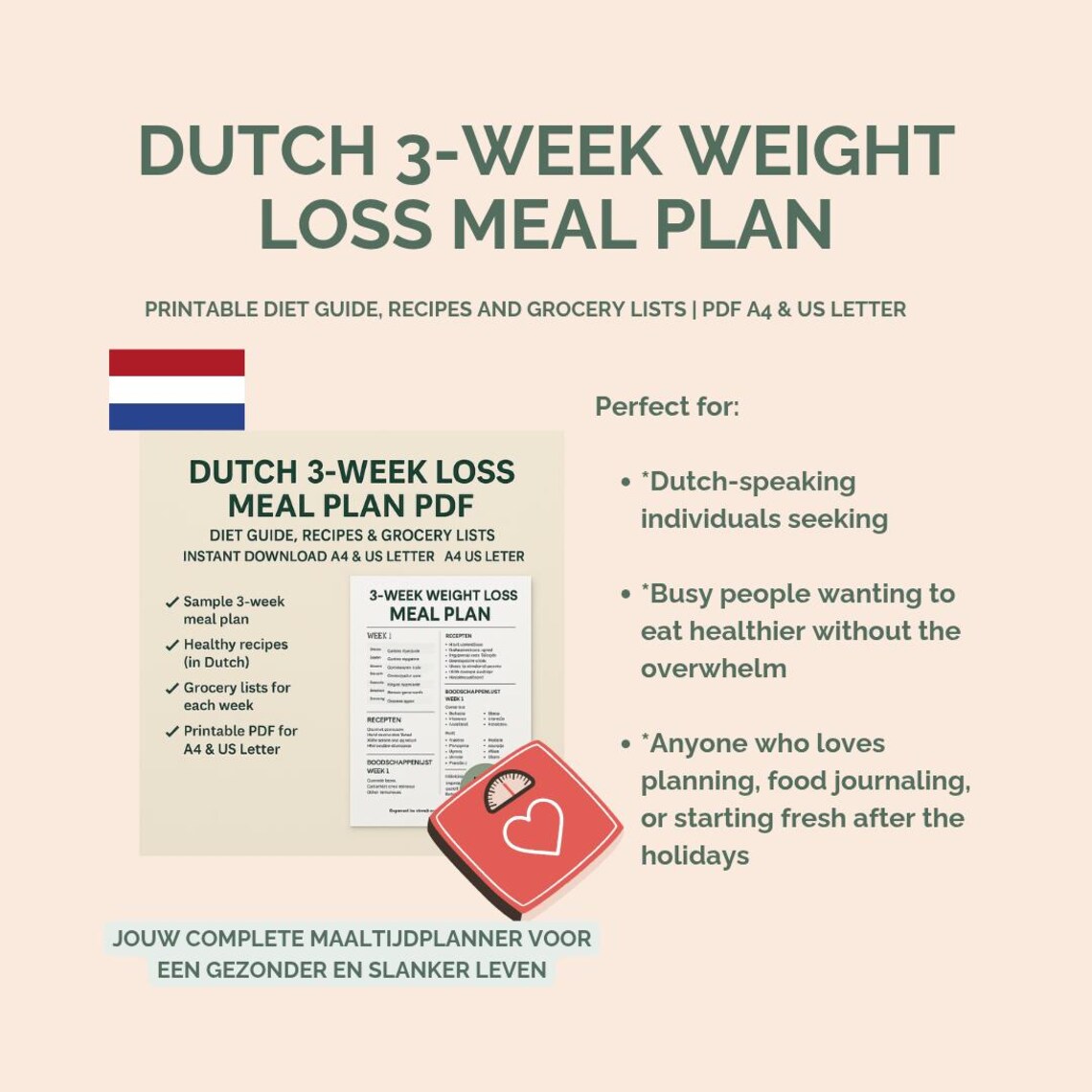 Dutch 3-week Weight Loss Meal Plan: Recipes & Grocery Lists (PDF) - Etsy
