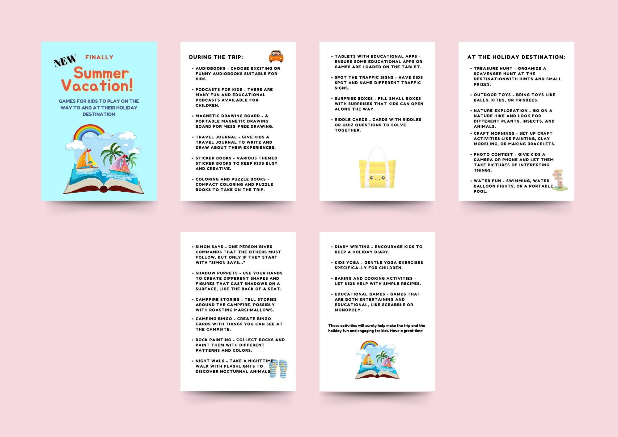 NEW Fun Travel Games for Kids Printable Road Trip Activities A4 ...