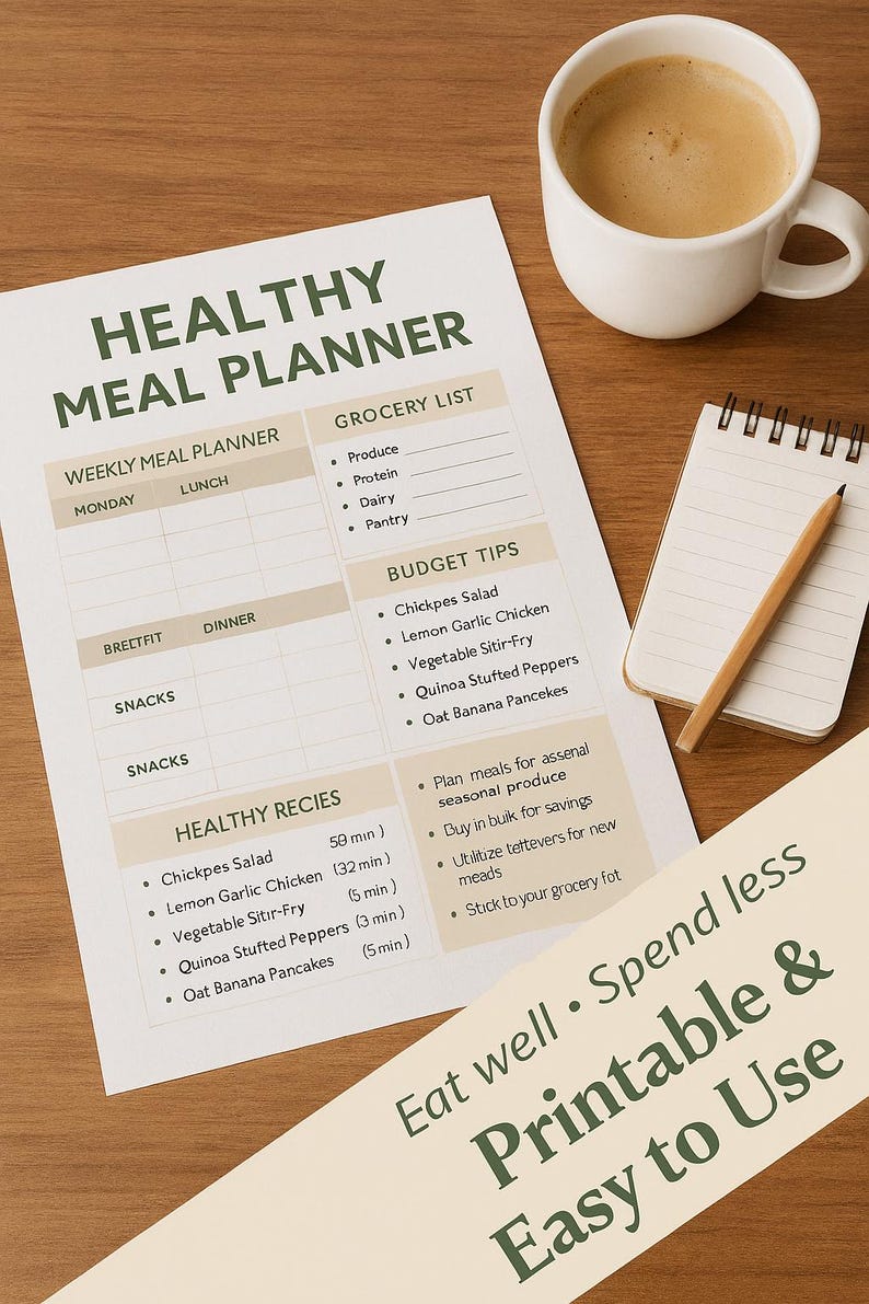 Printable Healthy Meal Planner – Budget-friendly Recipes, Grocery List ...