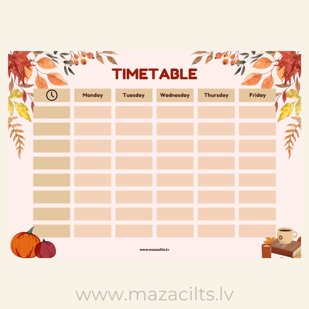 Printable School Timetable, Digital Timetable, A4, 3 Designs, Instant ...