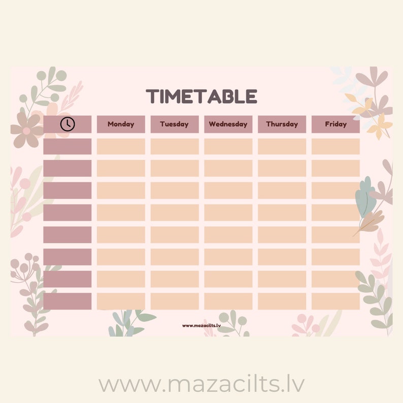 Printable School Timetable, Digital Timetable, A4, 3 Designs, Instant ...