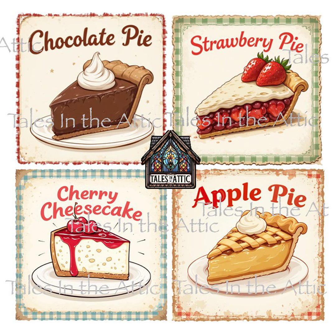Pie Digital Downloadable PNG Image Files for 4” Square Coasters 300 Dpi ...