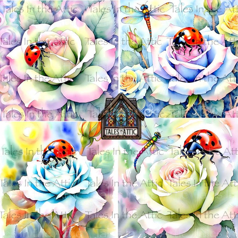 Ladybugs PNG Image Files for 4” Coasters, 300 Dpi, for Transfers ...