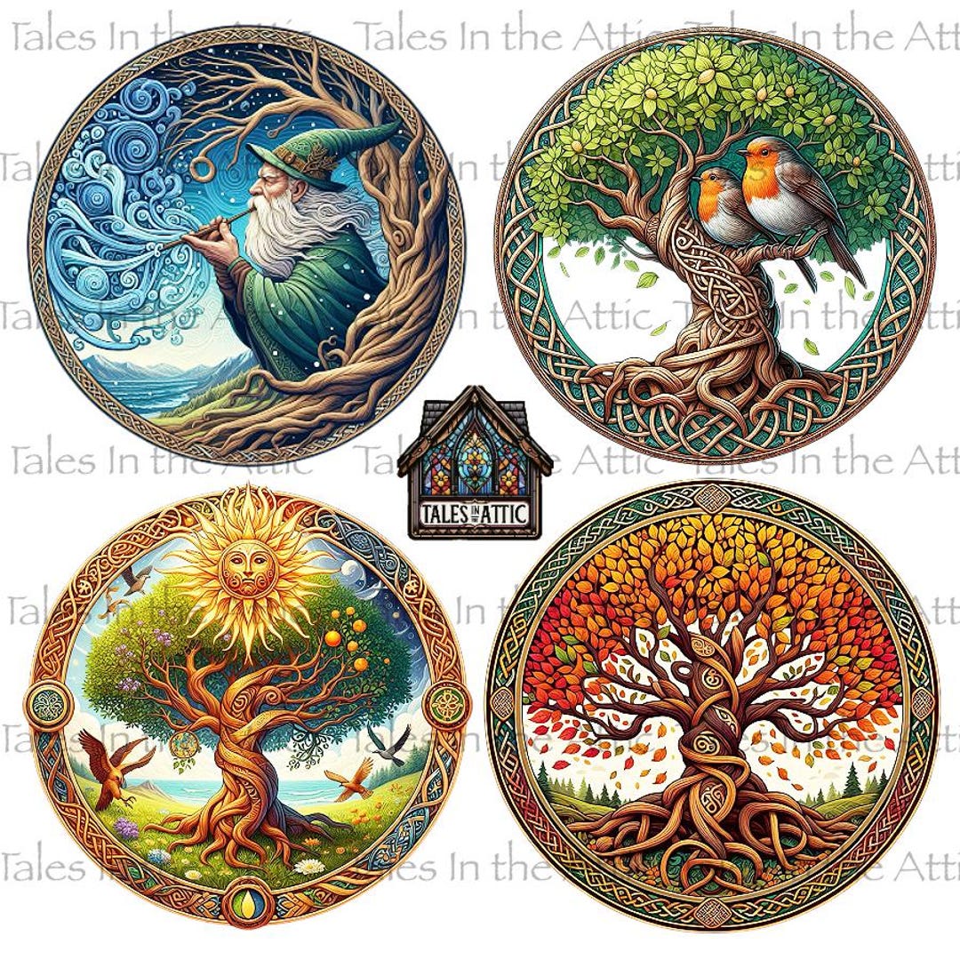 Tree of Life Four Seasons PNG Image Files for 4” Coasters, 300 Dpi, for ...
