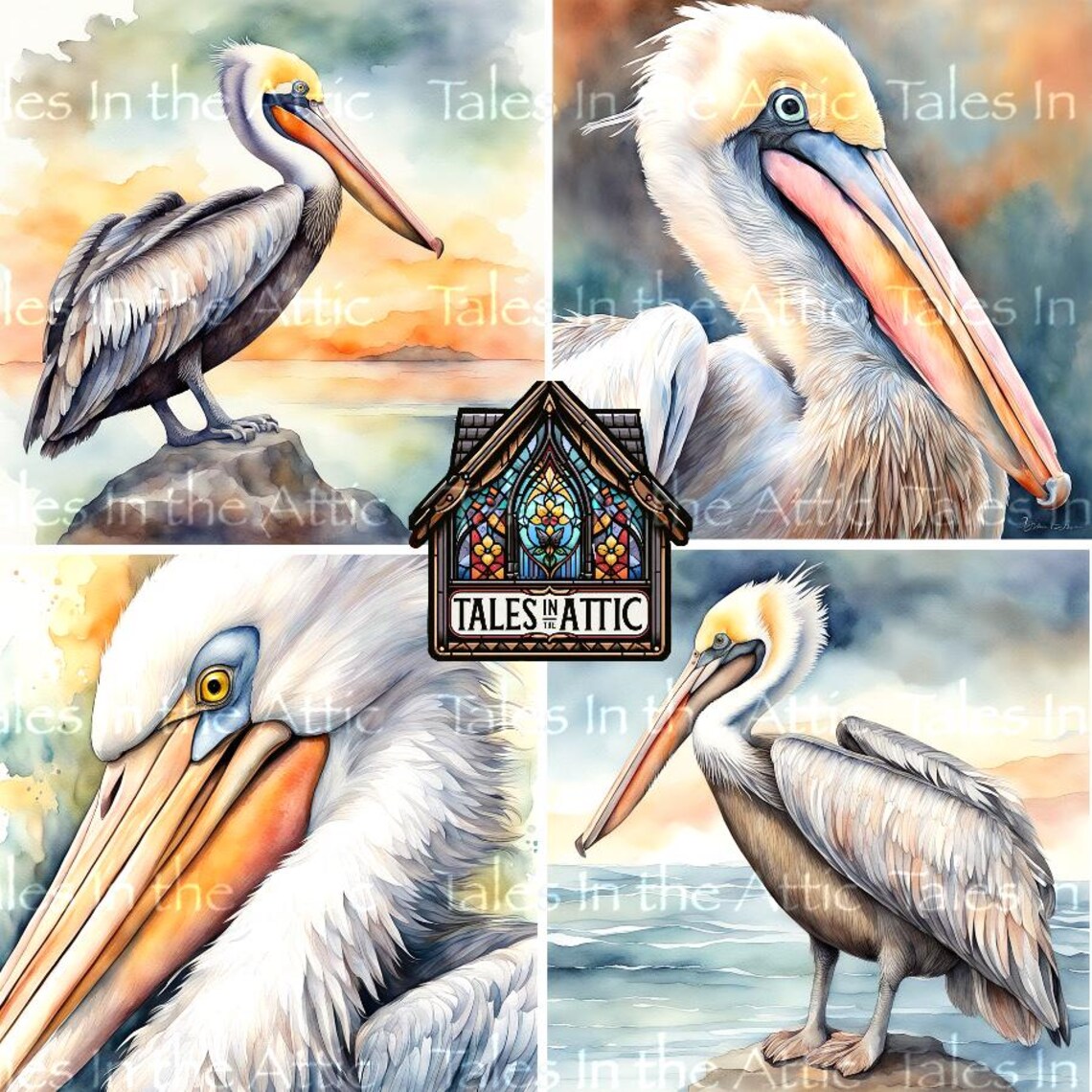 Pelicans PNG Image Files for 4” Coasters, 300 Dpi, Clipart for ...