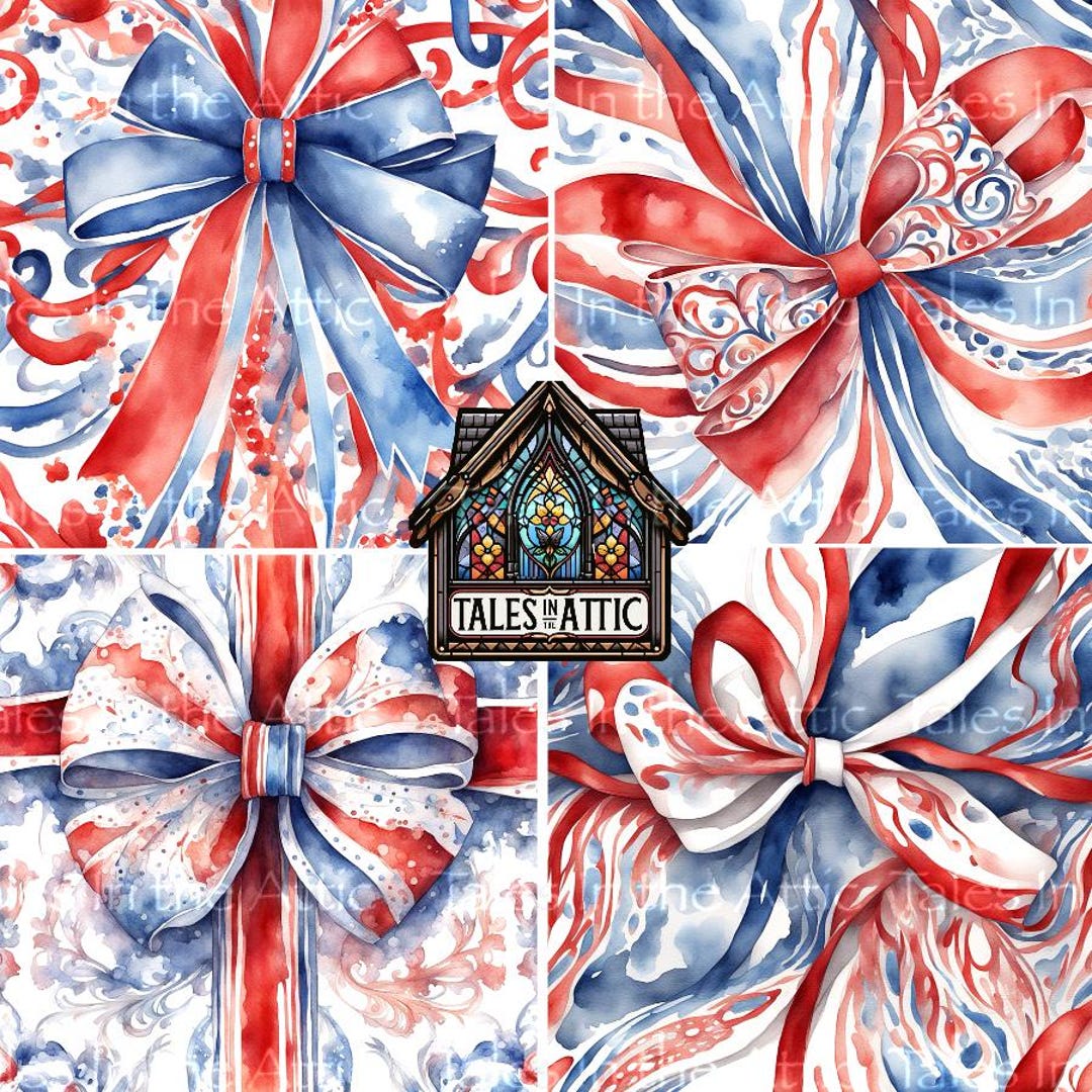Patriotic Coquette Bows PNG Image Files for 4” Coasters, 300 Dpi, for ...