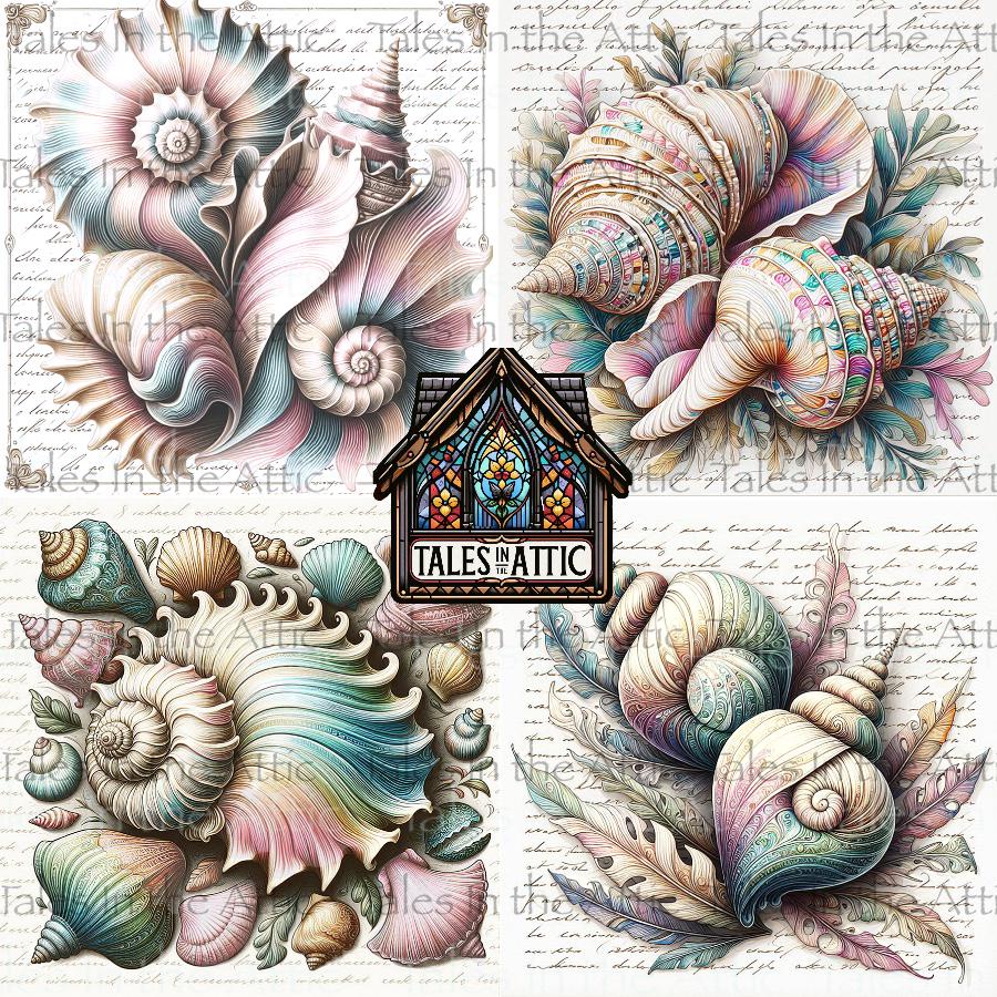 Pastel Conch Seashells PNG Image Files for 4” Coasters, 300 Dpi, for ...