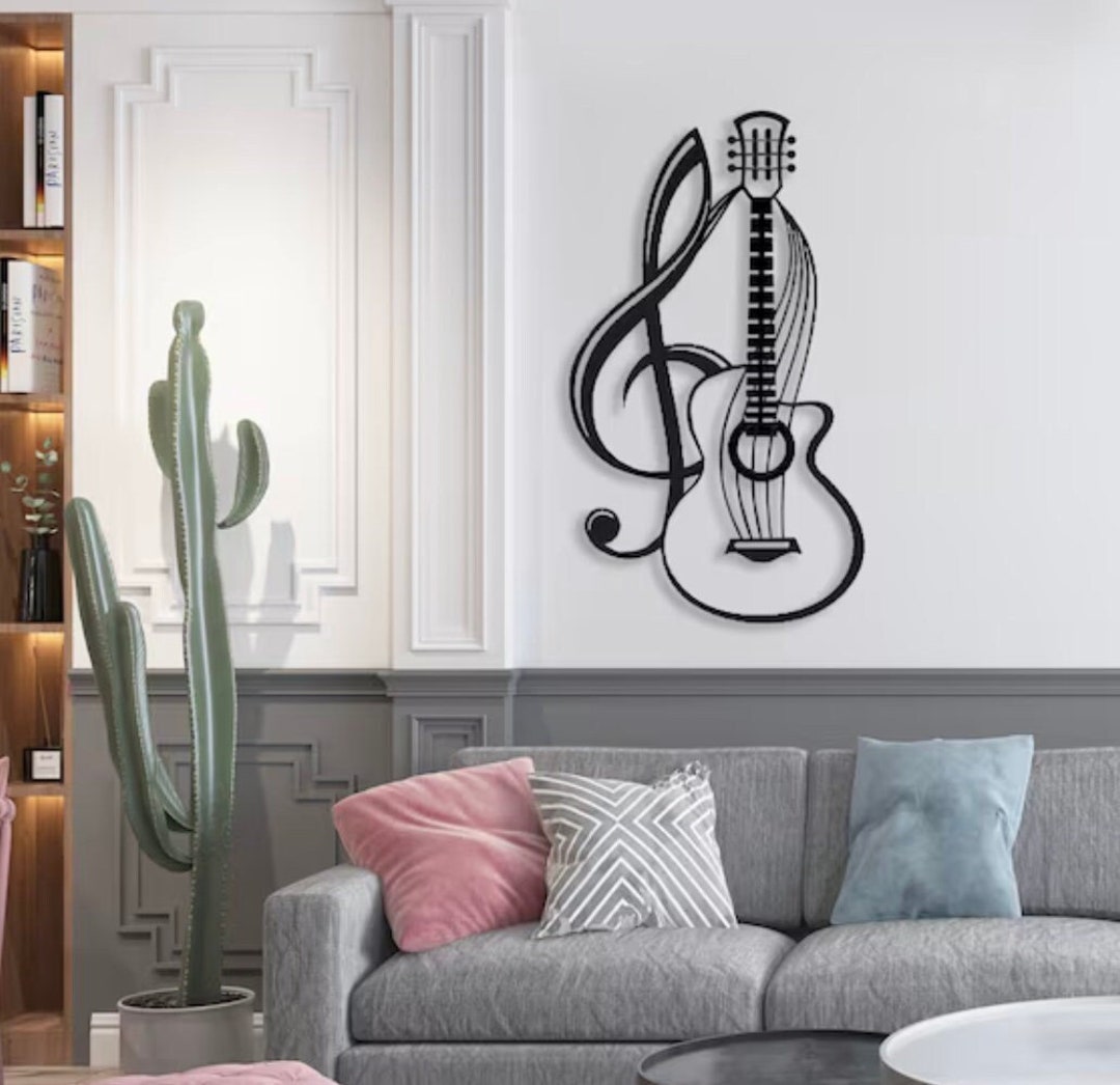 Guitar Metal Wall Art, Metal Wall Sculpture, Metal Wall Decor, Home Art ...