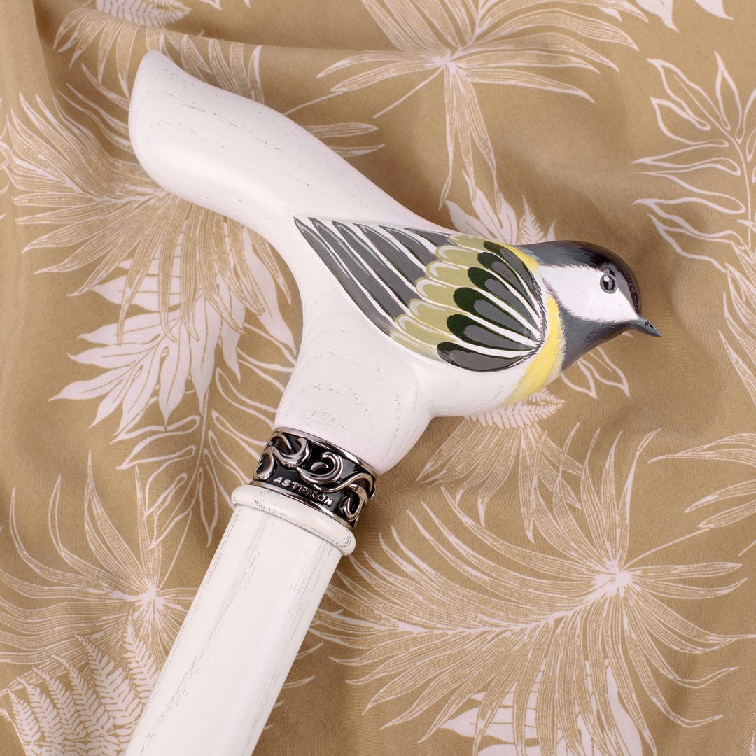 Custom White Walking Cane - Bird Wooden Cane - Handmade Cane for Women ...