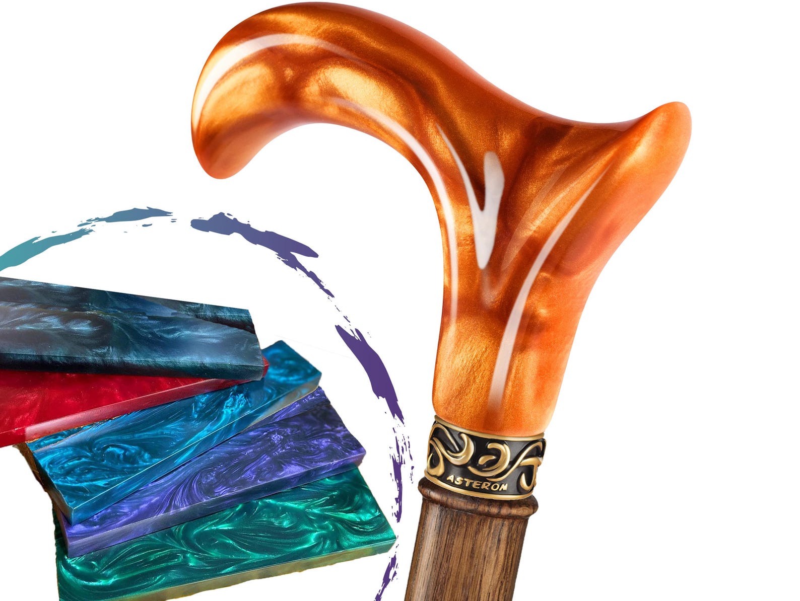 Oak Walking Cane With Ergonomic Epoxy Handle – Custom Support Stick - Etsy