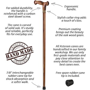 Handmade Walking Cane - Ergonomic Wooden Cane, Walking Canes for Men ...