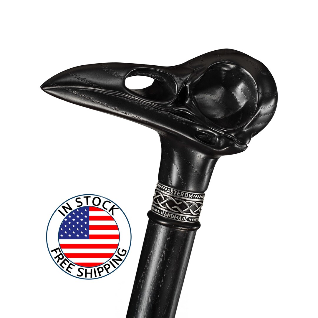 Plague Doctor Walking Cane – Black Skull, Handmade Steampunk Cane - Etsy