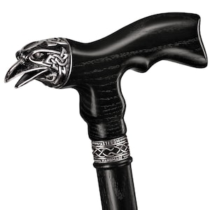 Custom Black Raven Walking Cane - Handcrafted Wooden Cane - Walking ...