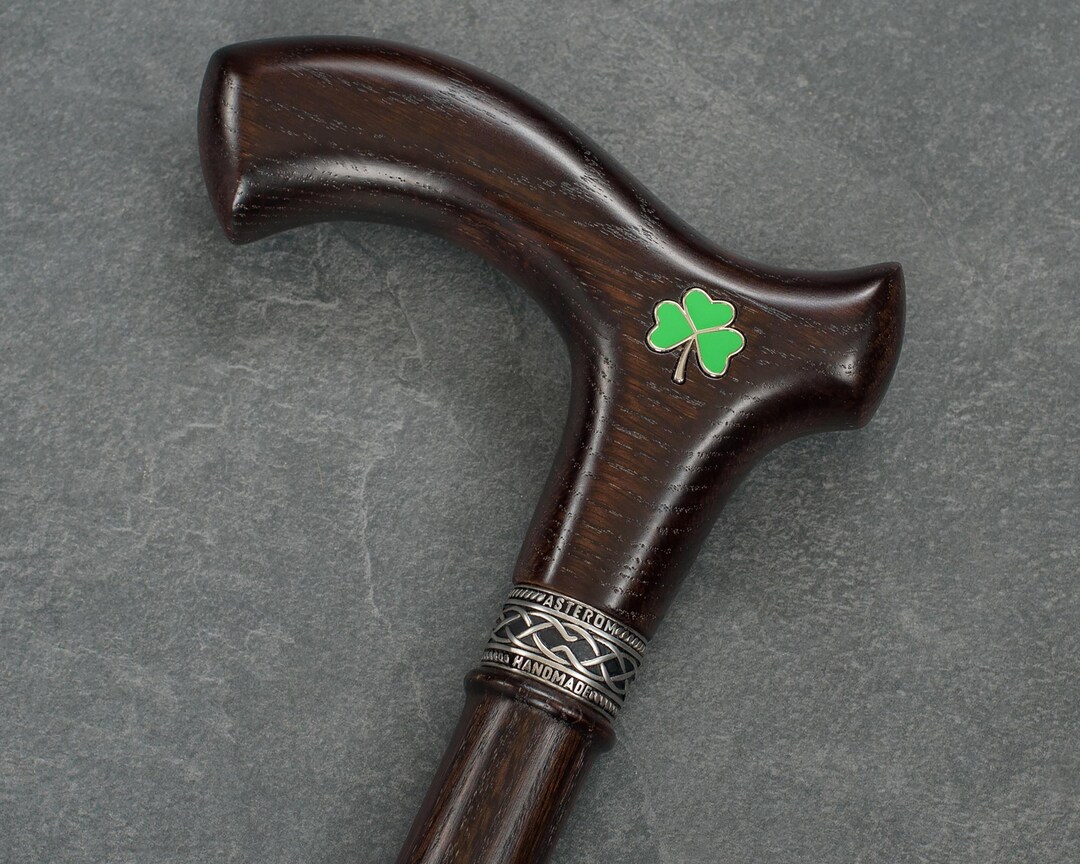 Celtic Clover Walking Cane - Handmade Wooden Cane - Classic Walking ...
