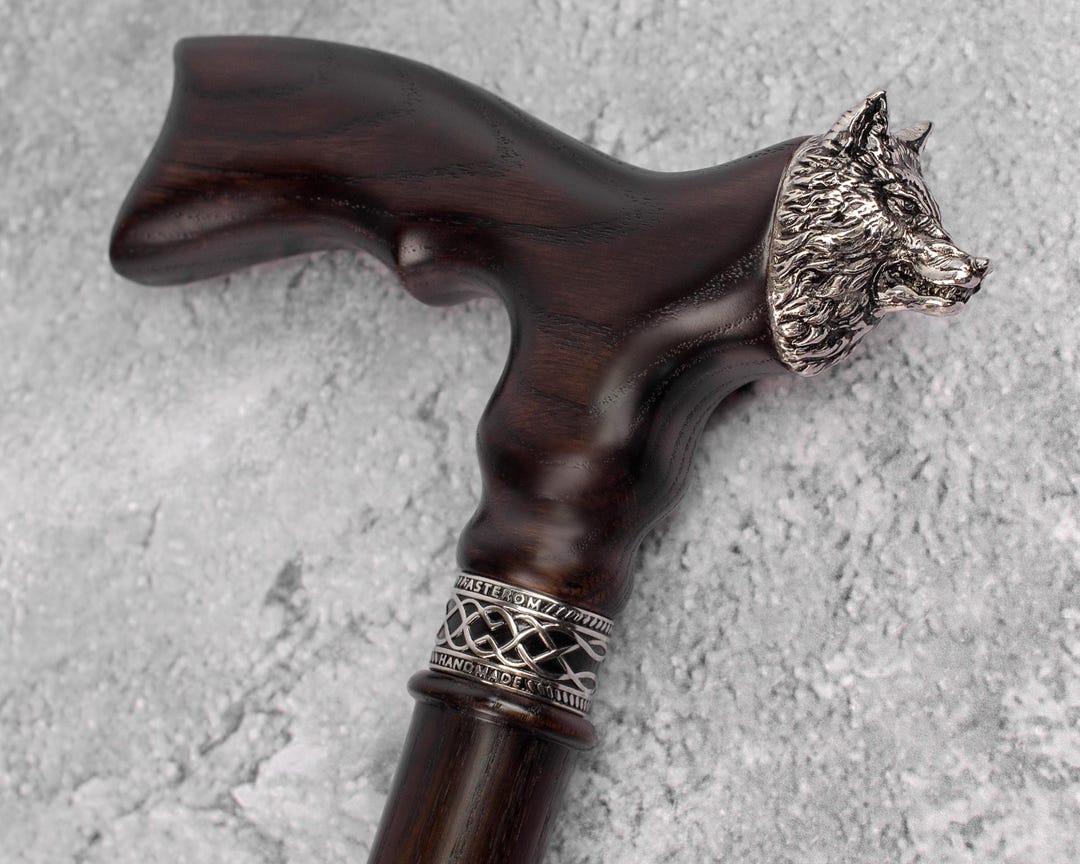 Personalized Wolf Walking Cane - Wooden Cane for Men - Custom Walking ...