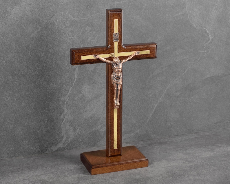 Standing Wooden Crucifix – 12" Wall Cross With Detachable Base and ...