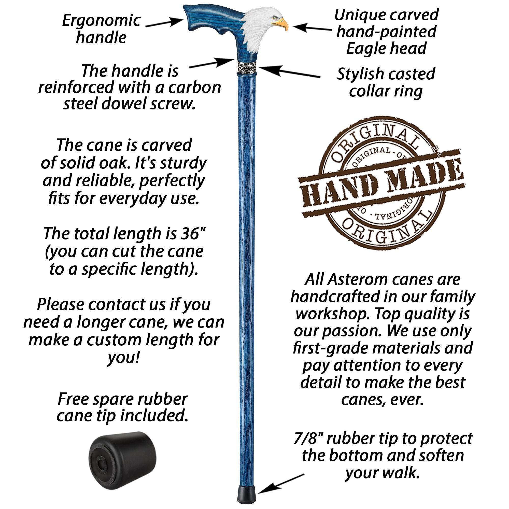 Eagle Wooden Cane - Walking Cane for Men - Handcrafted Walking Stick ...