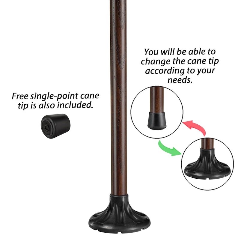 Stylish Walking Cane With Wide Tip - Wooden Cane for Men - Elegant ...