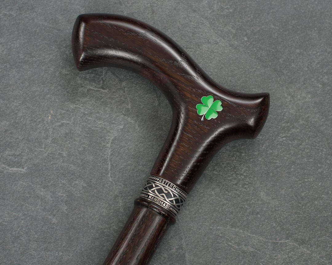 Celtic Clover Walking Cane - Handmade Irish Wooden Cane - Classic ...