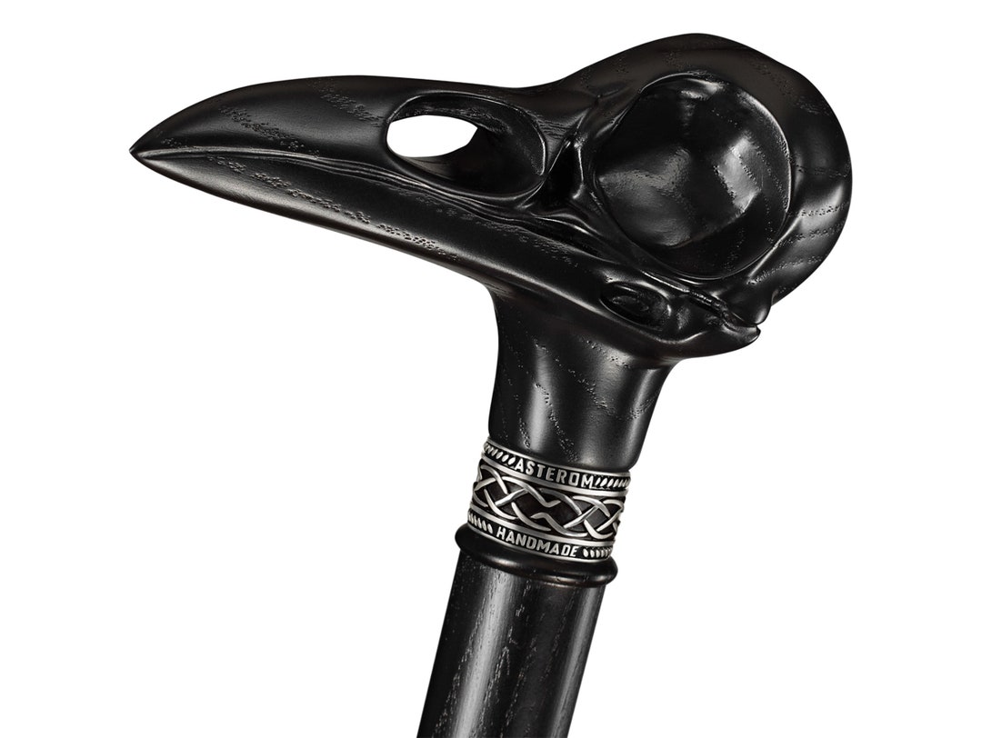 Custom Plague Doctor Cane, Handmade Walking Cane, Skull Cane, Raven ...