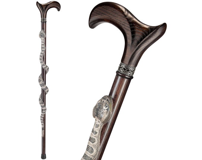Hand Carved Rattlesnake Walking Cane Made From Eastern Red Cedar, Man ...