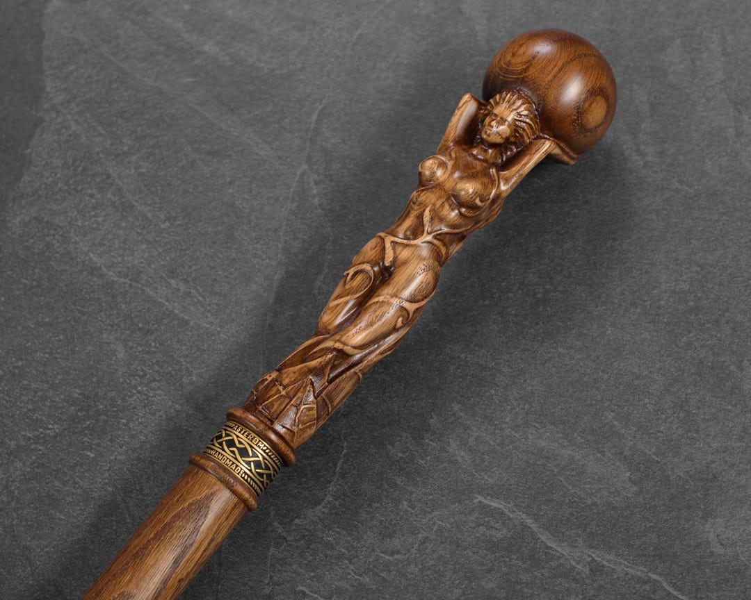 Goddess Walking Cane - Carved Wooden Cane - Handmade Walking Stick ...