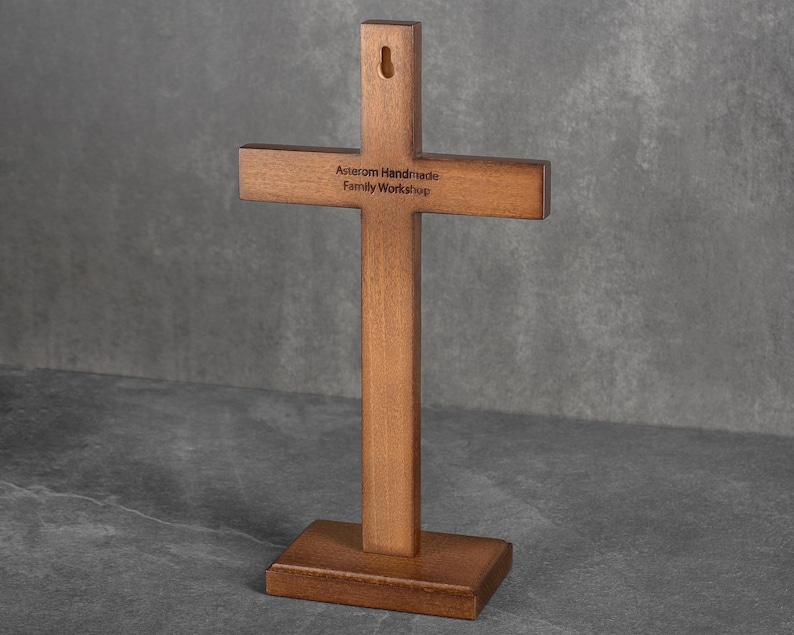 Standing Wooden Crucifix – 12" Wall Cross With Detachable Base and ...