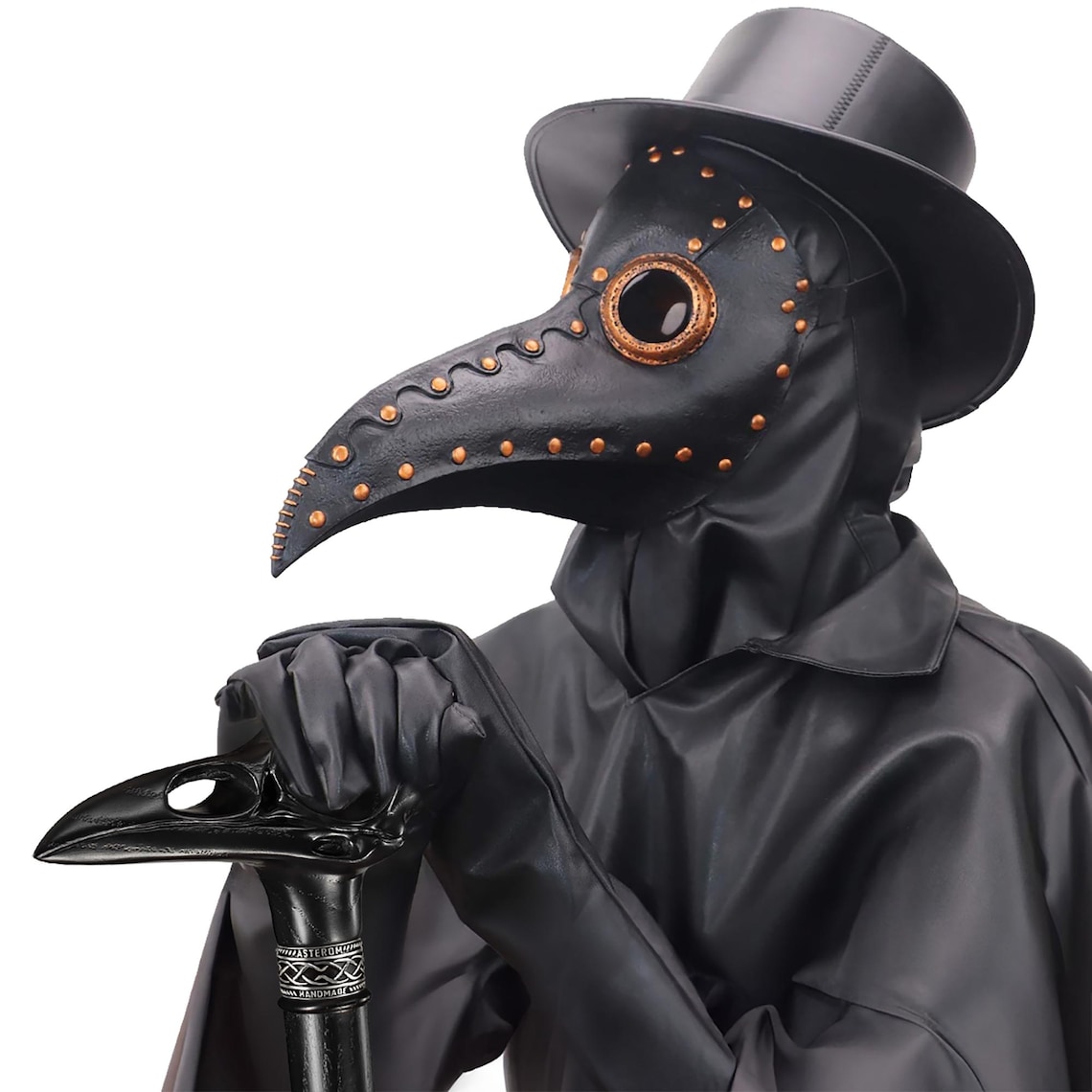 Cool Plague Doctor Walking Cane for Men - Black Skull Handmade Wood ...