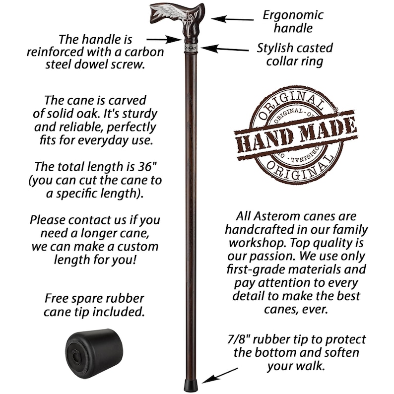 Hand-painted Oak Wood Walking Cane – Ergonomic Handle, Designer Walking ...