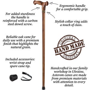 Handmade Walking Cane - Ergonomic Wooden Cane, Walking Canes for Men ...