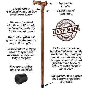 Elegant Walking Cane - Classic Walking Cane - Men's Wooden Cane - Oak ...