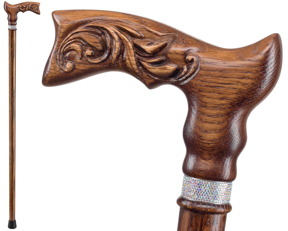 Carved Walking Cane - Women Wooden Cane - Walking Stick for Women ...