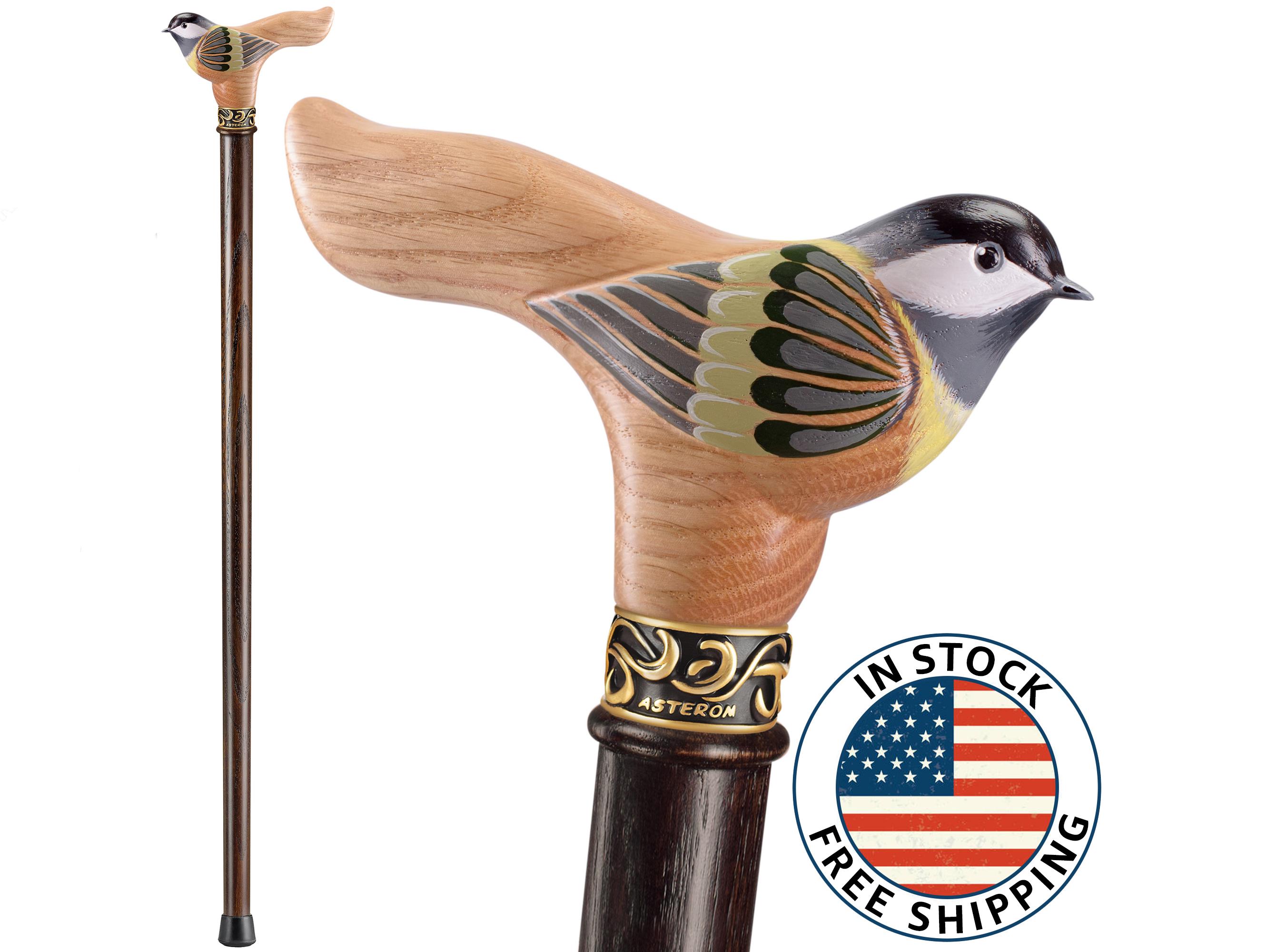 Lovely Hand-painted Walking Cane Bird Wood Cane for Women Fashionable ...